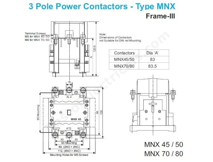 Buy Lauritz Knudsen MNX50 Three Pole Contactor at Best Price in India