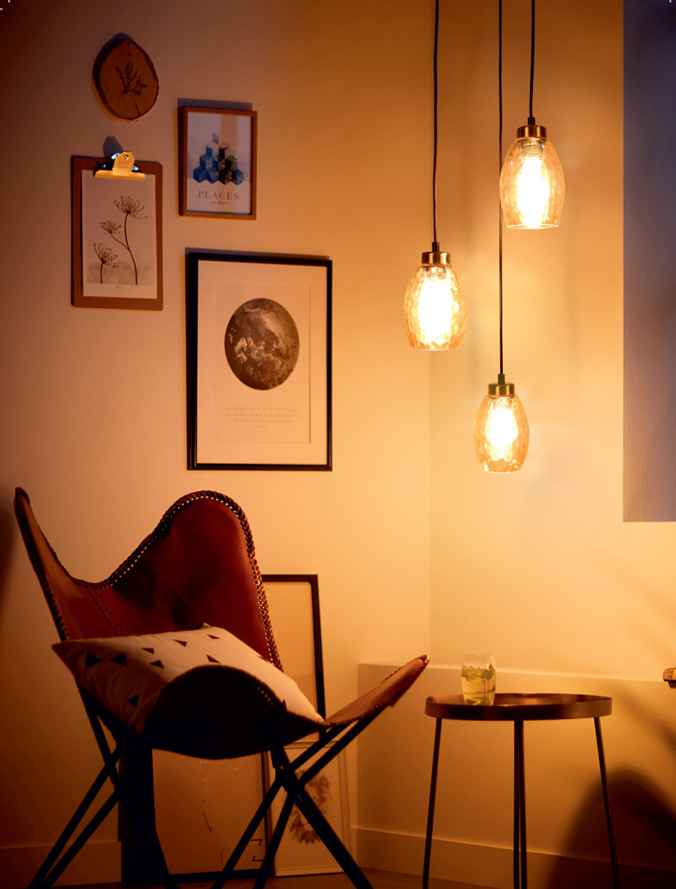 Buy Philips Grandeur 58072 E-27 (Bulb Base) Brush Bronze Three Head ...